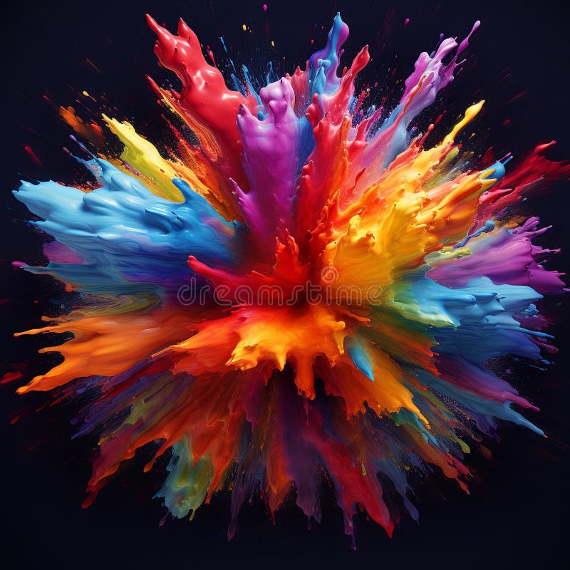 Explosive Vibrant Paint Splash with Multicolored Dynamic Strokes on a ...