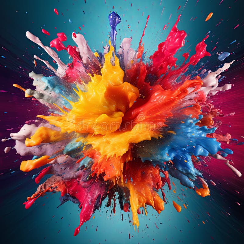 Explosive Vibrant Paint Splash with Multicolored Dynamic Strokes on a ...