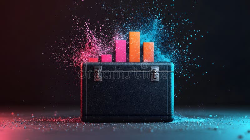 Explosive Visualization: a 3D Briefcase Showcasing Colorful Digital ...