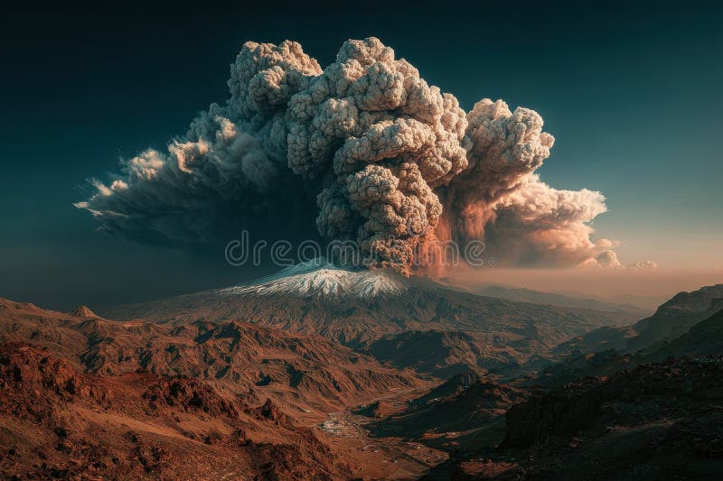An Explosive Volcanic Eruption with Colossal Ash Clouds Expands into ...