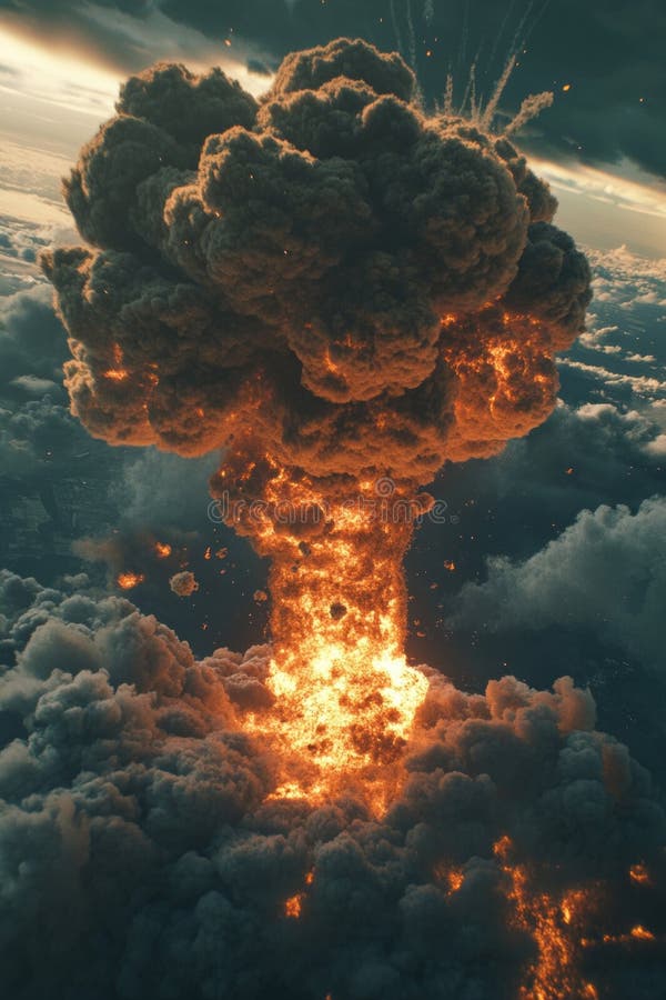 Explosive Volcanic Eruption in Dramatic Sky at Sunset Stock Photo ...