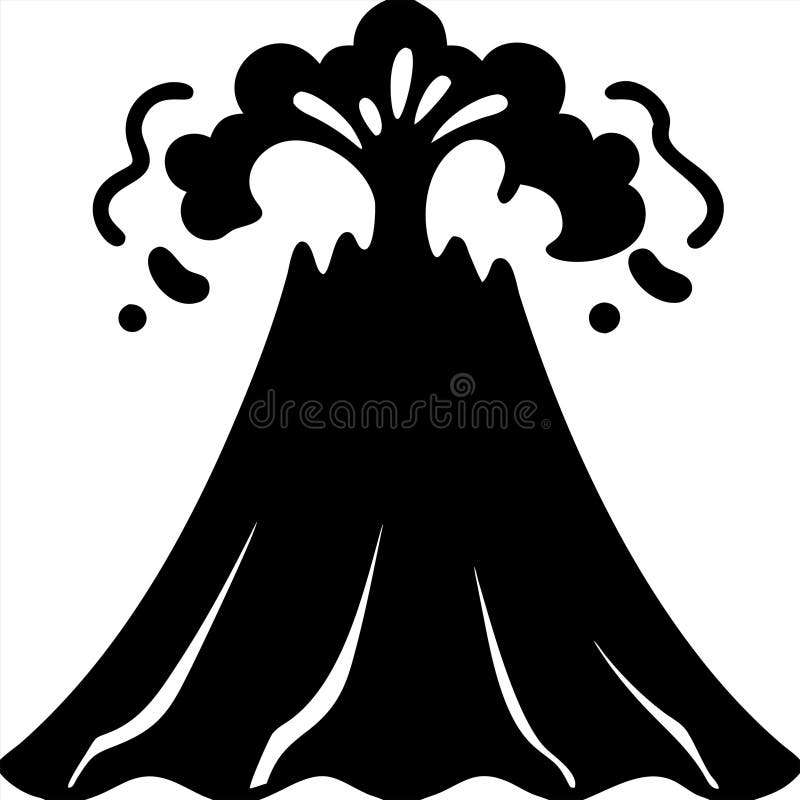 Explosive Volcano Eruption Silhouette Vector Graphic for Educational ...