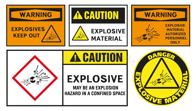 Explosive Warning Signs. Hazard Signs of the 1st Class Stock Vector ...