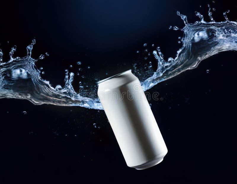 Explosive Water Impact on a White Soda Can Stock Illustration ...