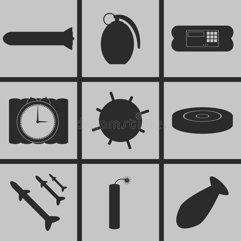 Explosive weapons Icons stock illustration. Illustration of weapon ...
