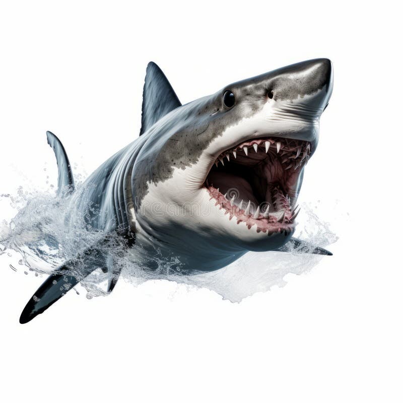 Explosive Wildlife: Hyperrealistic Shark in High-key Lighting Stock ...