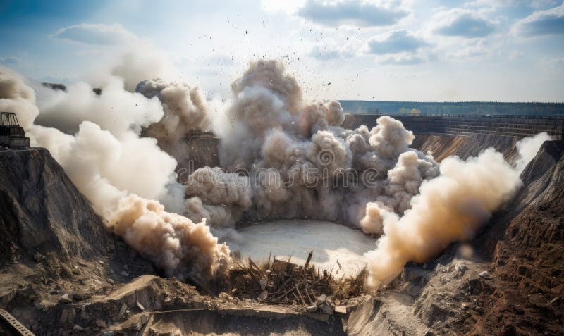 Explosive Work on Open Pit Coal Mine Industry Stock Illustration ...