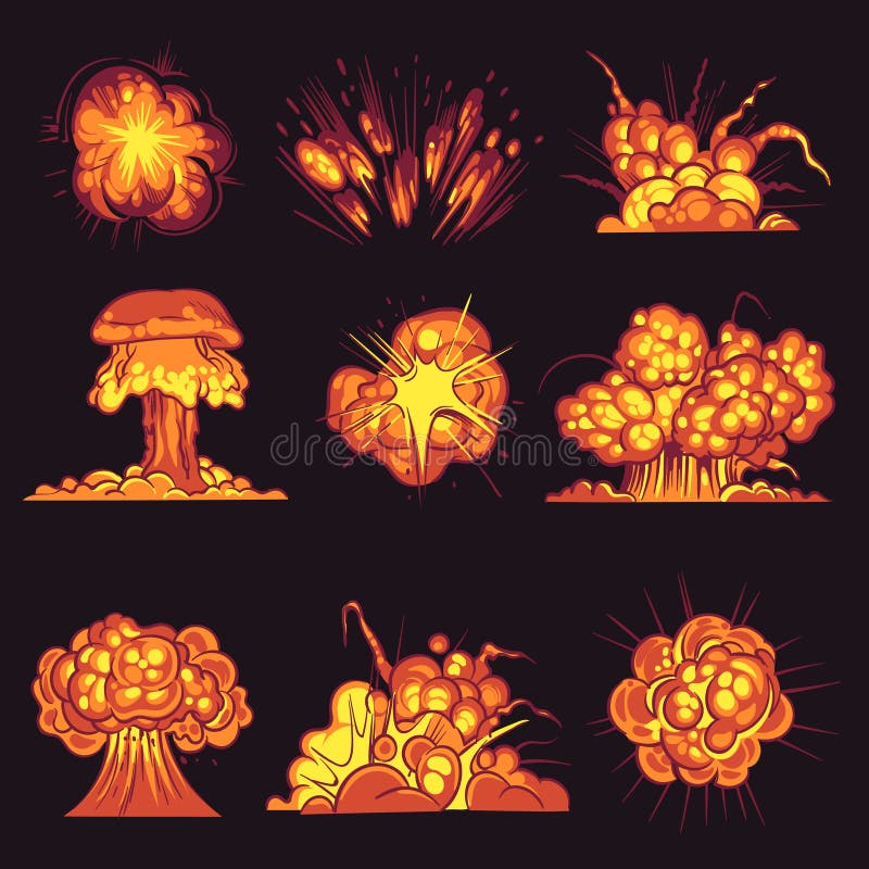 Explosões Dos Desenhos Animados Ilustração Stock Ilustração De