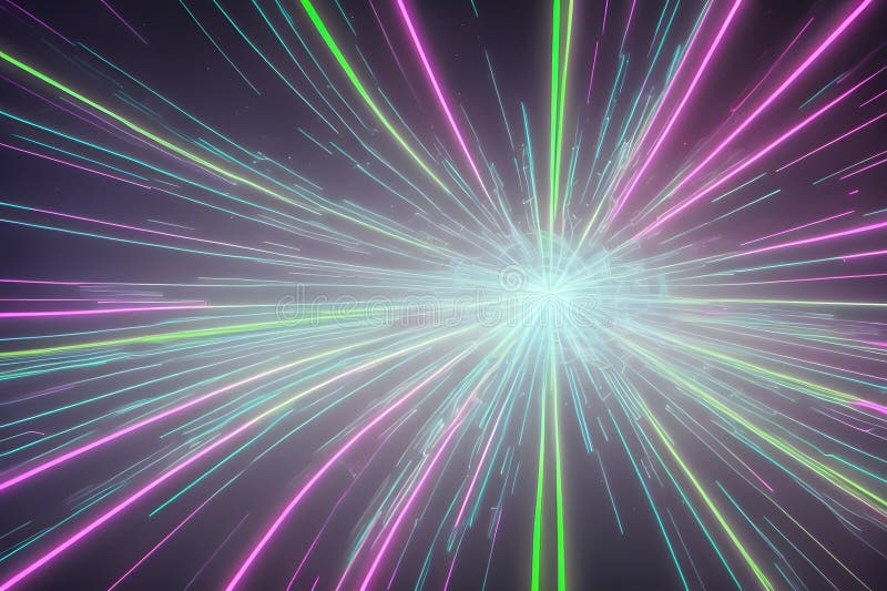Explotion of Neon Color Beams, Generative AI Stock Illustration ...
