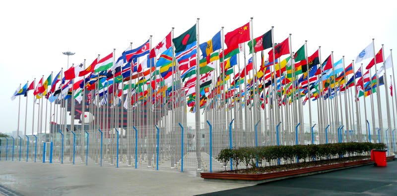 Expo 2015: Flags in the Wind All Over the World Editorial Stock Image ...