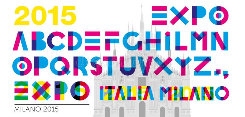 Expo 2015 font stock vector. Illustration of title, nations - 51967634