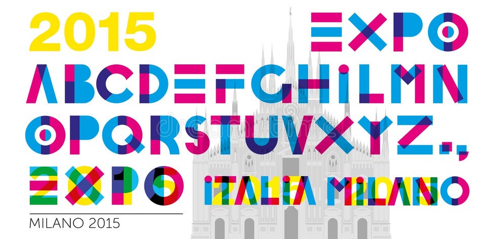 Expo 2015 font stock vector. Illustration of title, nations - 51967634