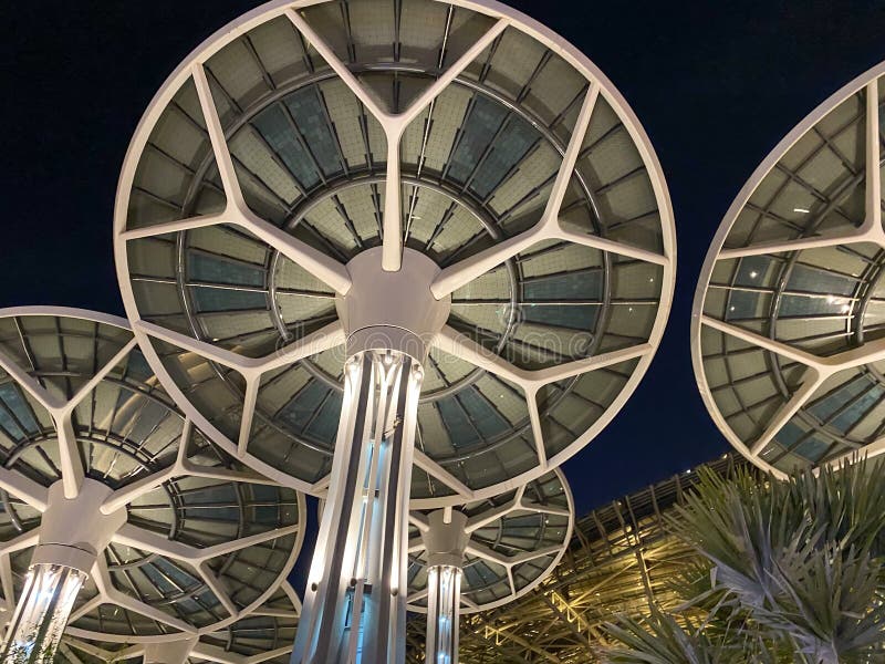 Expo 2020 Sustainability District Solar Panel Trees at Night Editorial ...