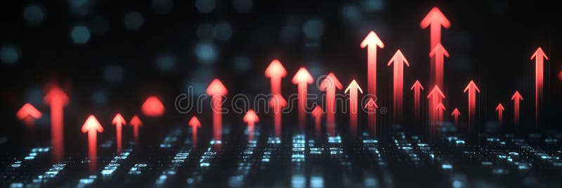 Exponential Growth Visualization with Rising Red Arrows and Trend ...