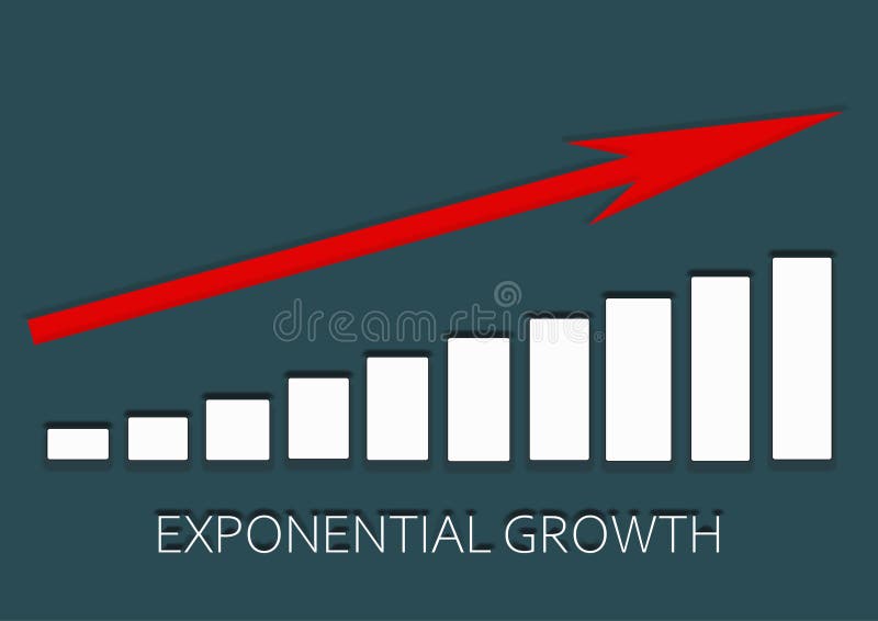 Exponential Growth, White Bar Chart on Black and Green Gradient ...