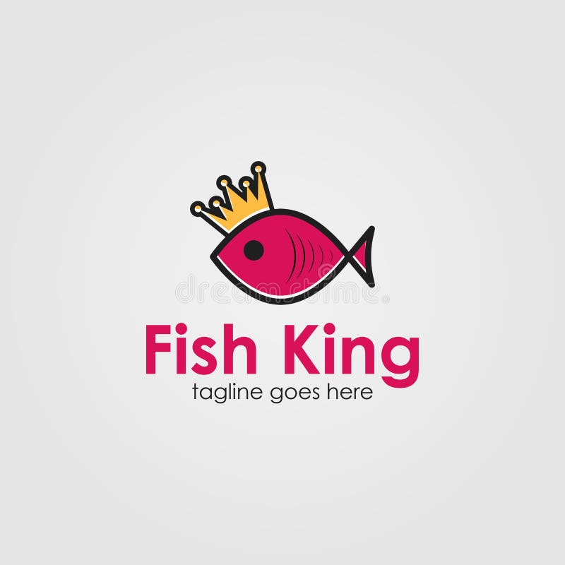 Fish King Logo Design Template Stock Vector - Illustration of text ...