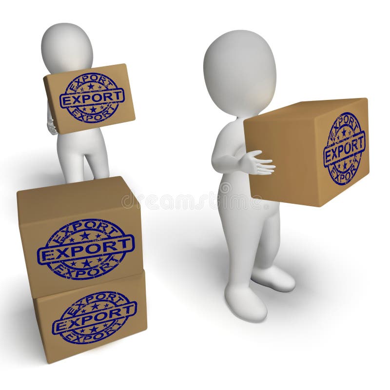 Export Boxes Show Exporting and Shipping Goods Stock Illustration ...