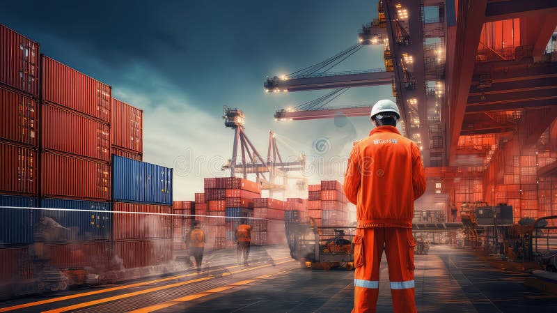 Export business ship cargo stock illustration. Illustration of ...