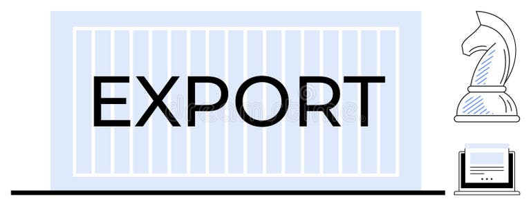 Export Concept with Shipping Container, Strategy Symbol, and Document ...