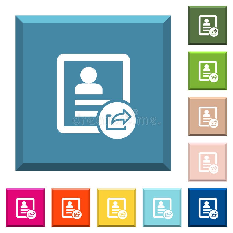 Export Contact White Icons on Edged Square Buttons Stock Vector ...