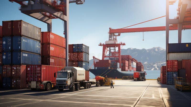 Export Container Ship Cargo Stock Illustration - Illustration of bulk ...