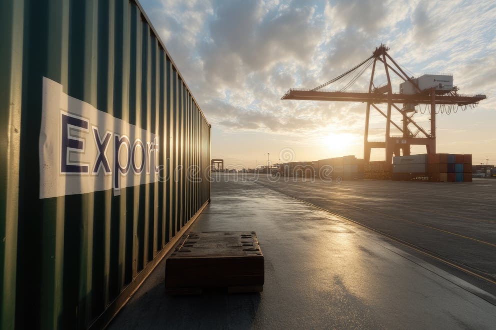 Export Container: Sturdy Shipping Box Labeled Export, International ...