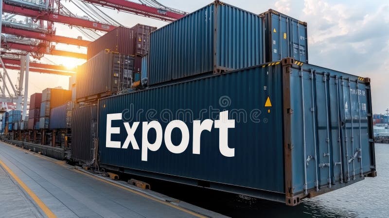 Export Container: Sturdy Shipping Box Labeled Export, International ...