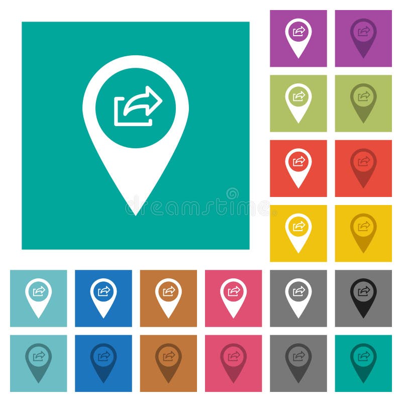 Cut GPS Location Square Flat Icons Stock Vector - Illustration of plain ...
