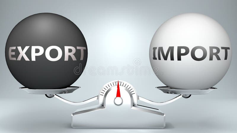 Import and Export in Balance - Pictured As Balanced Balls on Scale that ...
