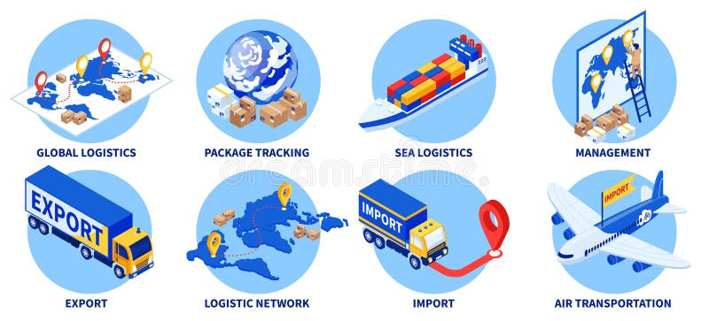 Export Import Warehouse Composition Stock Vector - Illustration of ...