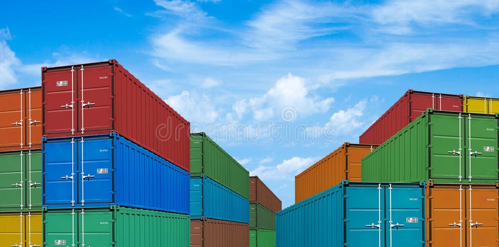 Export or Import Shipping Cargo Container Stacks Stock Image - Image of ...