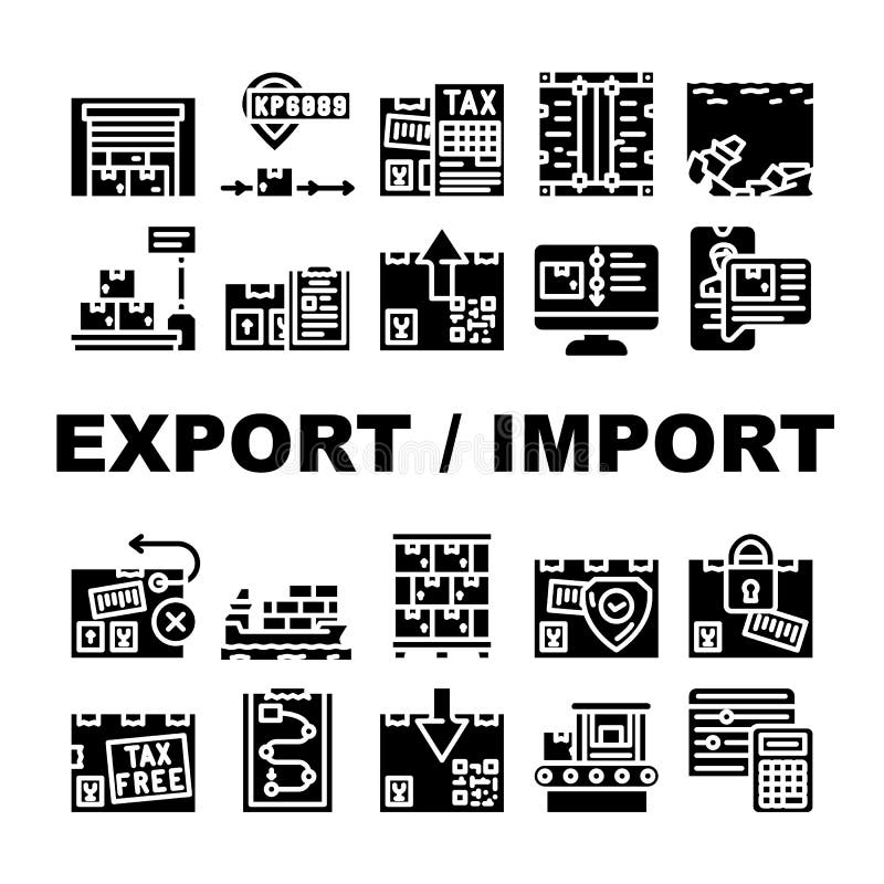 Export and Import Transportation Icons Set Vector Stock Vector ...