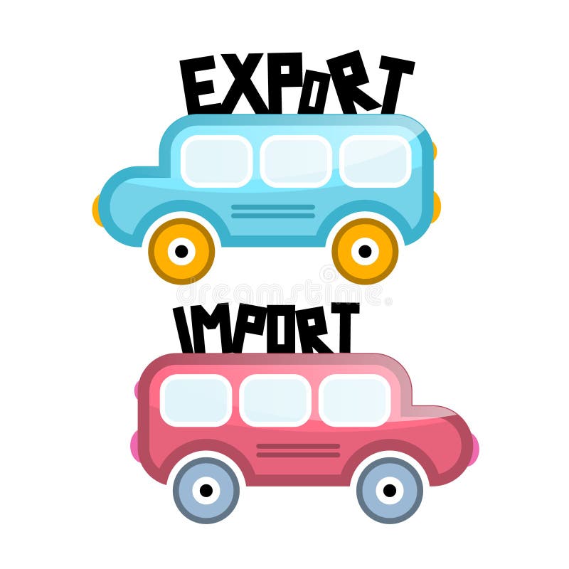 Export Import Vector Bus Icons Stock Vector - Illustration of label ...
