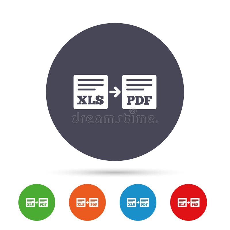 Export XLS To PDF Icon. File Document Symbol Stock Vector ...