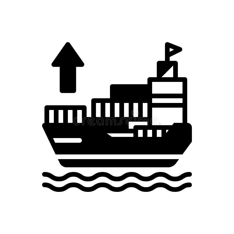 Black Solid Icon for Exporter, Ship and Shipping Stock Vector ...