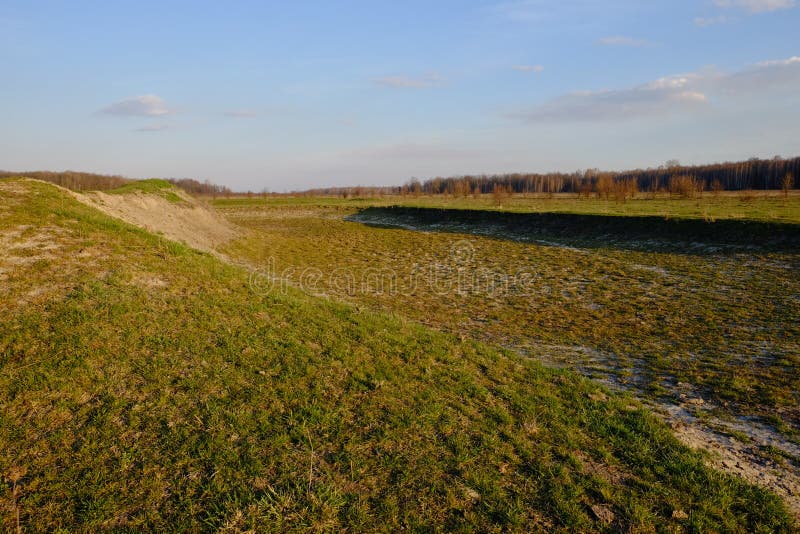 The Exposed Bottom of a Dry Pond. Landscape Stock Photo - Image of ...