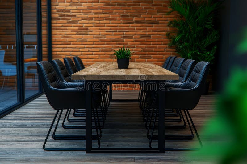Exposed Brick Serves As the Striking Backdrop for a Modern Dining Room ...