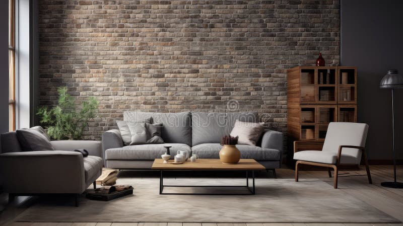 Exposed brickwork grey stock illustration. Illustration of inviting ...