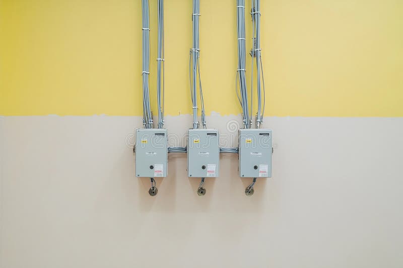 Exposed Cables and Junction Boxes are Visible on a Newly Painted Wall ...