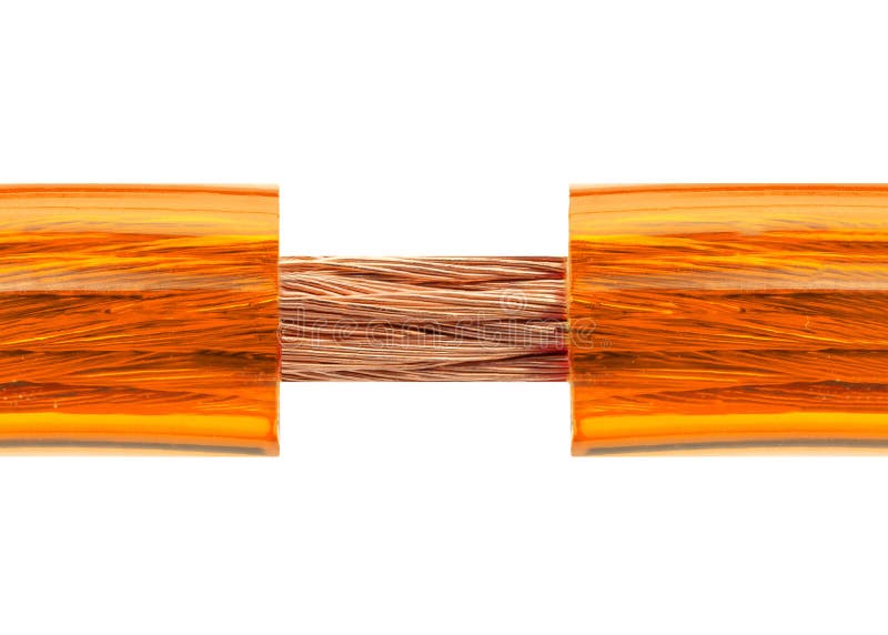 Exposed Copper Wire Inside Orange Insulation Close Up Stock ...