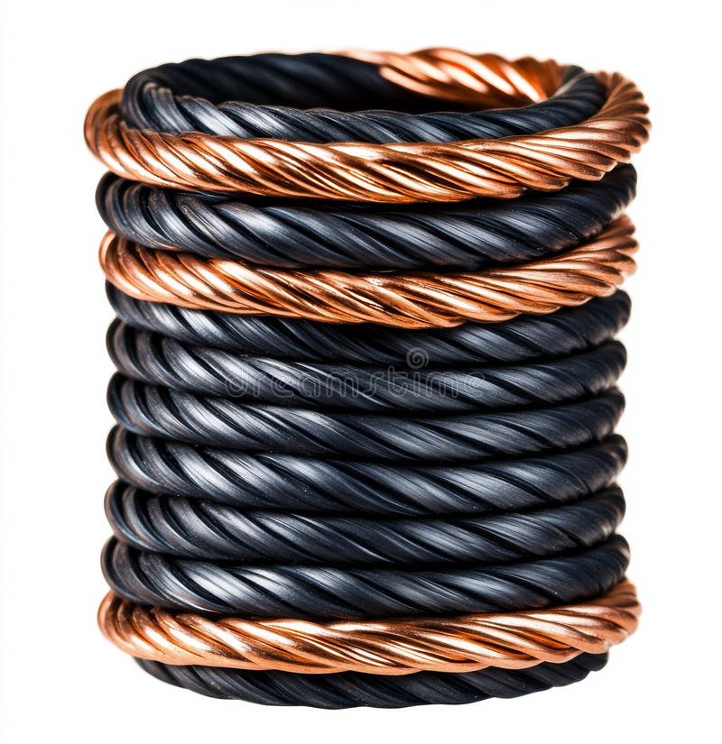 An Exposed Copper Wire is Visible on the Black Electric Cable Stock ...