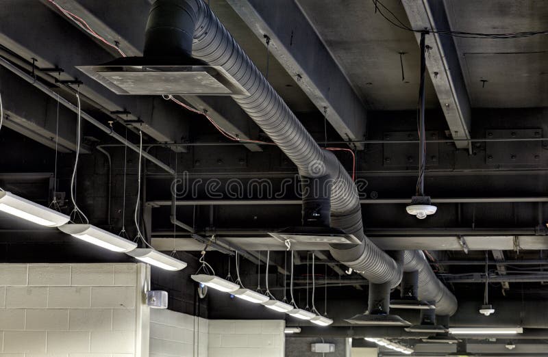 Black Painted Exposed Duct Work Stock Image - Image of bend, industry ...