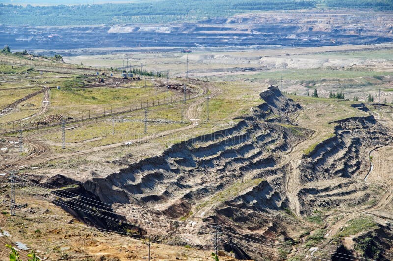 Bunk Wall Surface Mine with Exposed Colored Minerals and Brown Coal ...