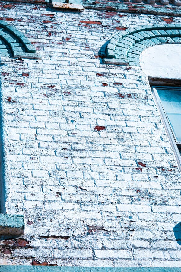 Exposed Old Red Brick Wall with Arch Window Details and Texture ...