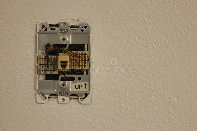 Uncovered Home Phone Plug in White Wall Stock Photo - Image of ...