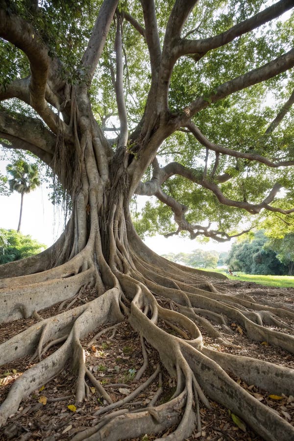 Roots of Bay Fig Tree Above Ground Stock Illustration - Illustration of ...