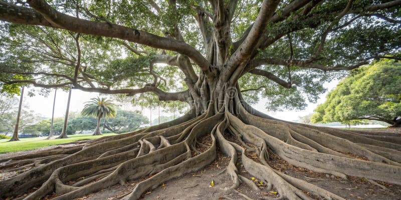 Roots of Bay Fig Tree Above Ground Stock Illustration - Illustration of ...