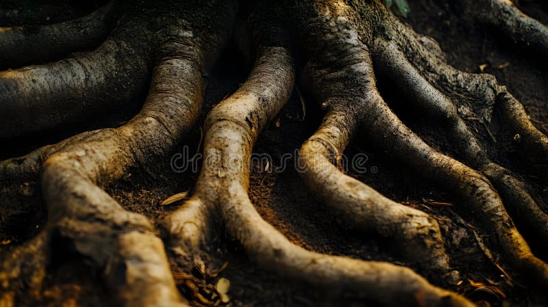 Exposed Tree Roots Anchored in the Ground, Representing the Foundation ...