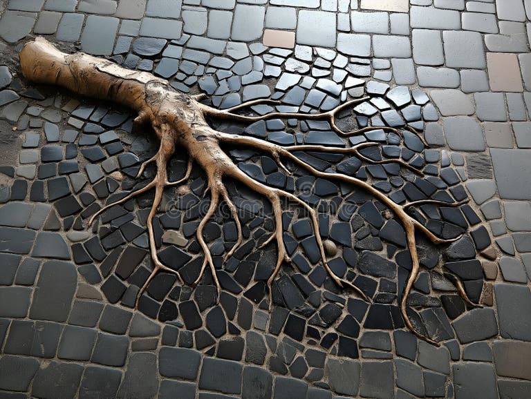 Exposed Tree Roots, Stone Pavement, Intricate Pattern, Natural Texture ...