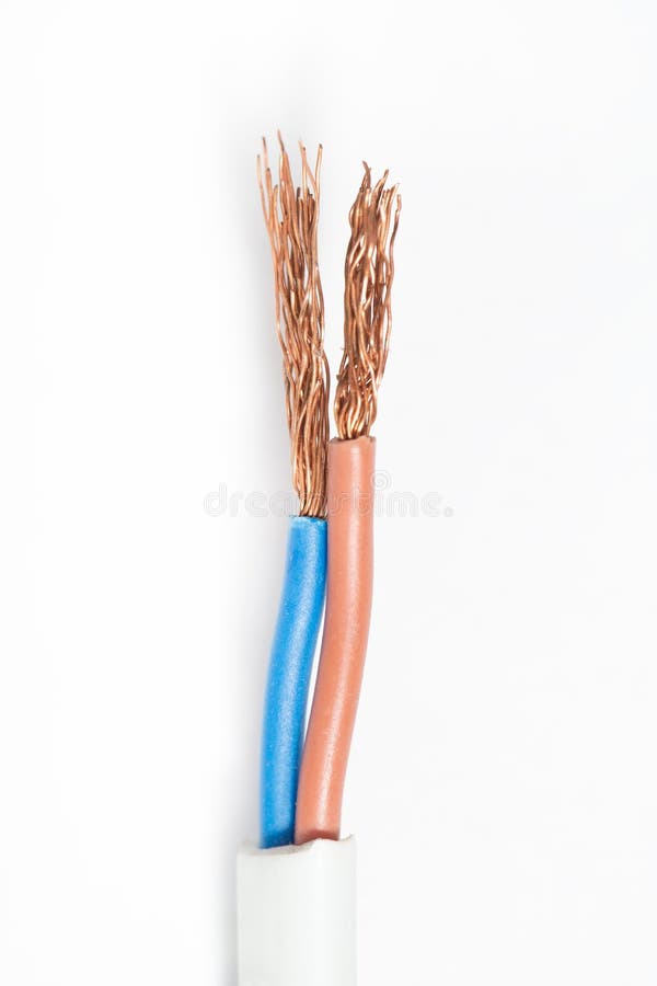Exposed Wires Close-up on a White Background. Stock Image - Image of ...